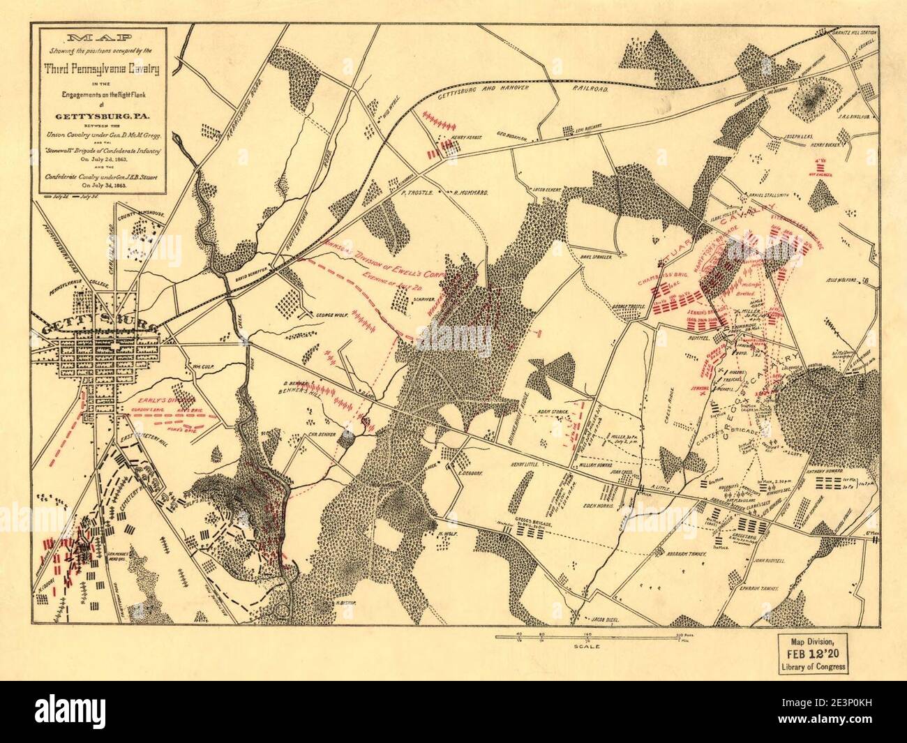 Map showing the positions occupied by the Third Pennsylvania Cavalry in ...