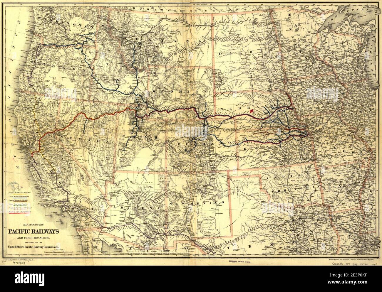 Map showing the Pacific Railroads and their branches; prepared for the ...