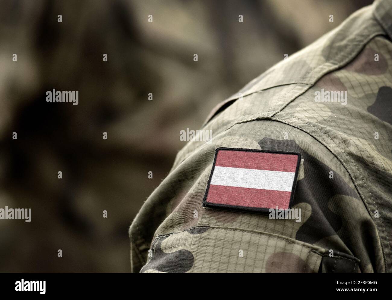 Flag of Austria on military uniform. Army, troops, soldiers. Collage ...