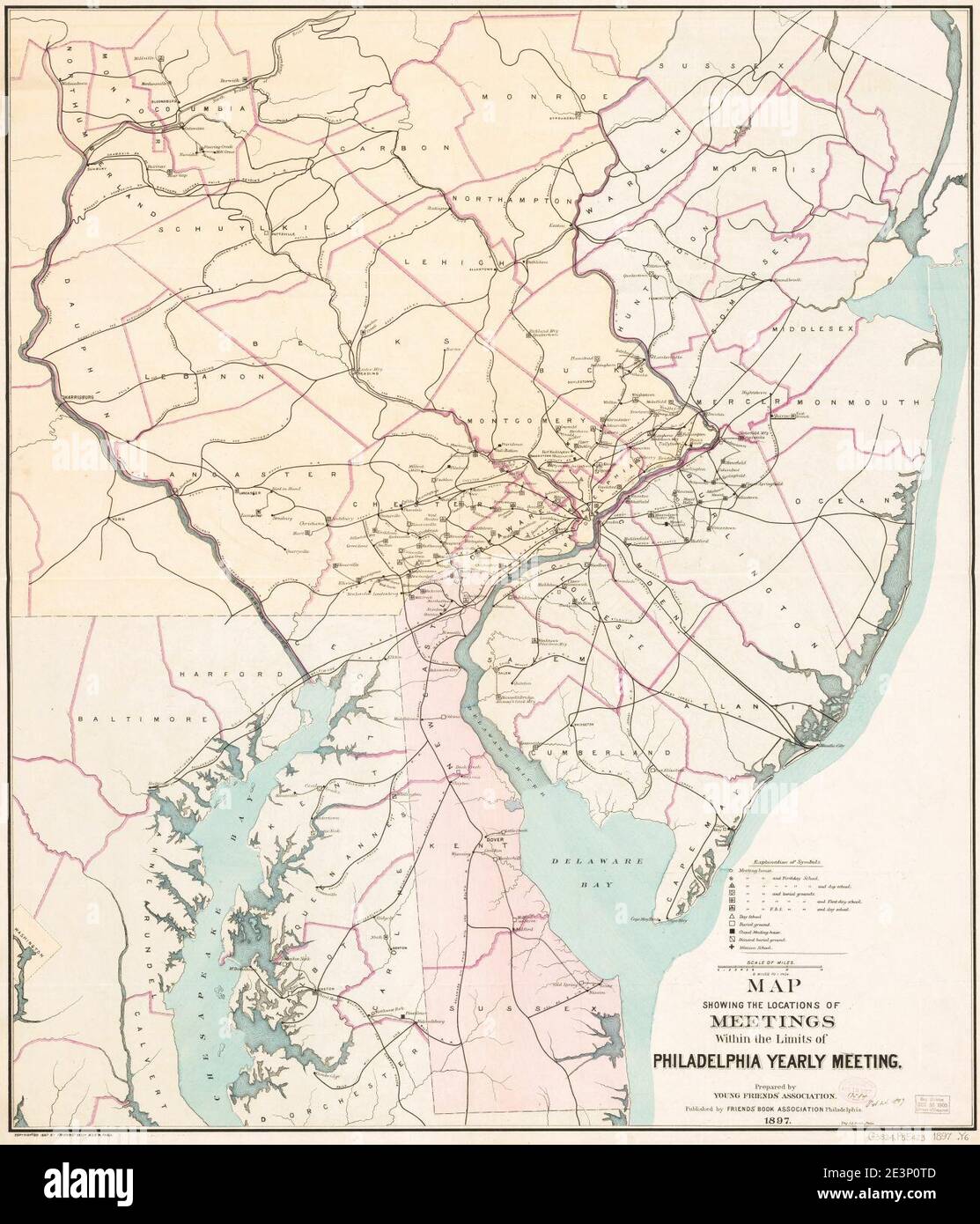 Map showing the locations of meetings within the limits of Philadelphia ...