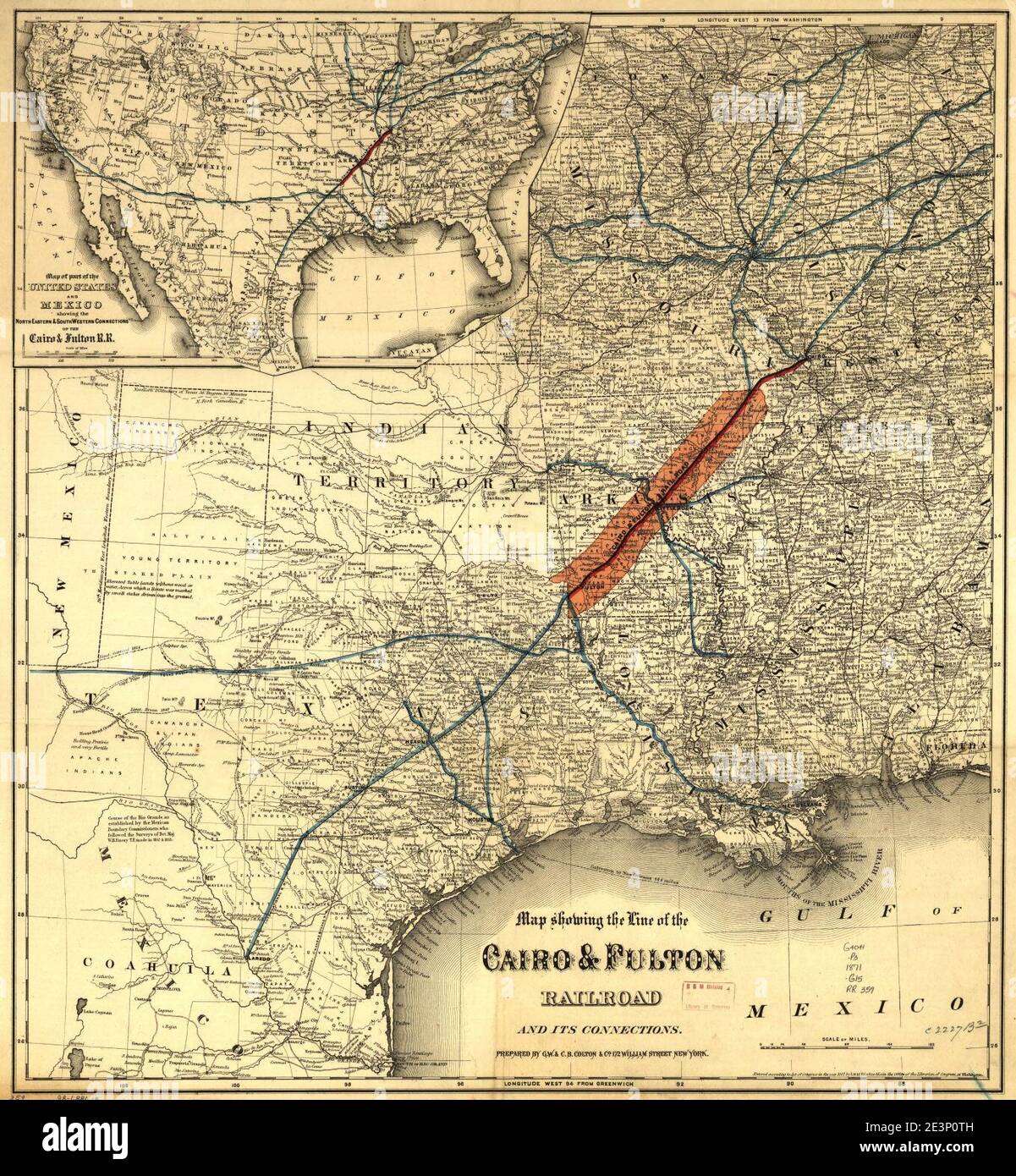Map showing the line of the Cairo & Fulton Railroad and its connections ...