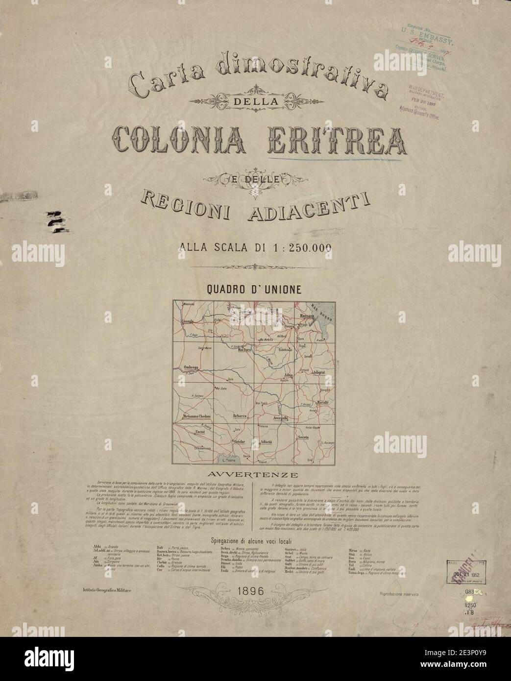 Map Showing the Colony of Eritrea and the Adjacent Regions, Scale of 1 ...