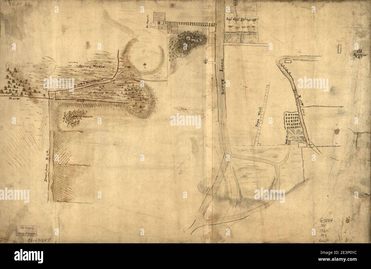 Map showing the Bowery Lane area of Manhattan Stock Photo - Alamy