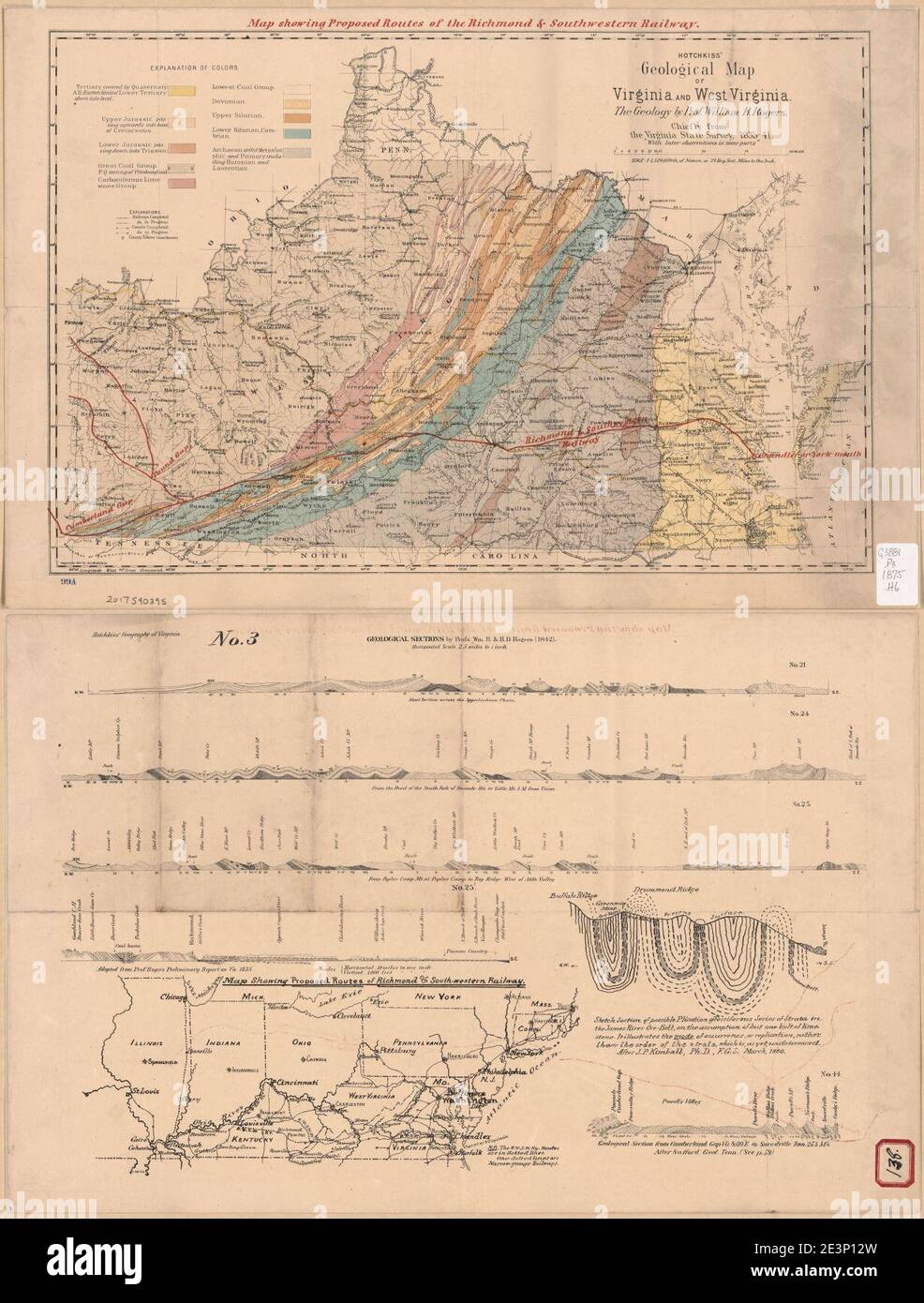 Map showing proposed routes of the Richmond and Southwest Railway Stock ...