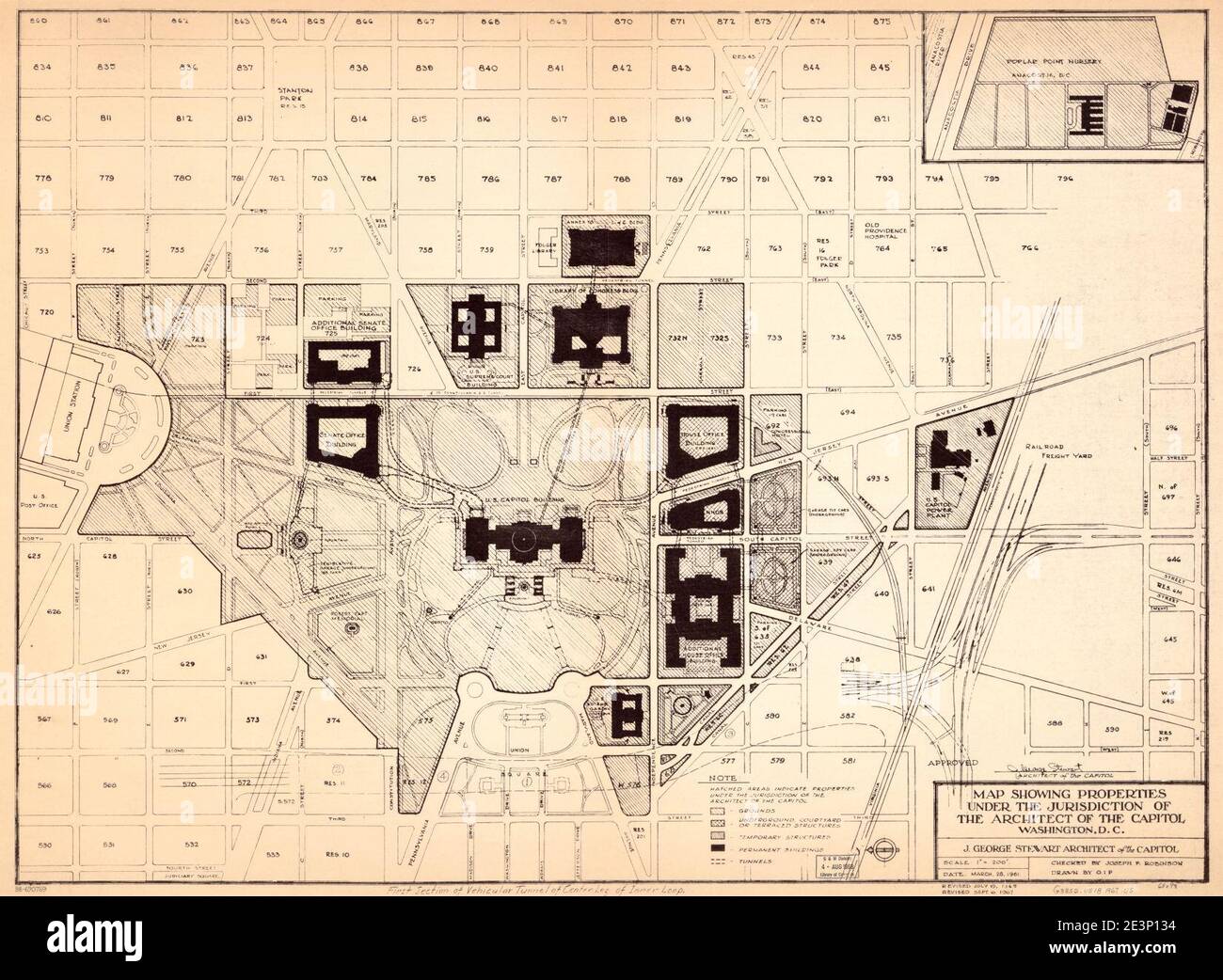 Map showing properties under the jurisdiction of the Architect of the ...