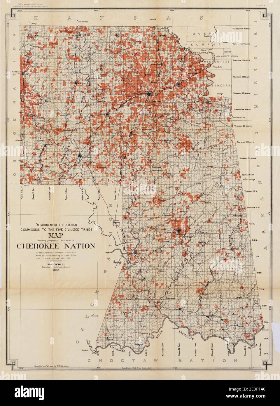 Map showing progress of allotment in Cherokee Nation Stock Photo - Alamy