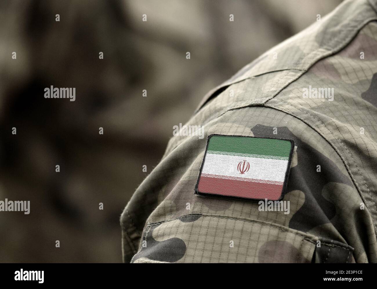 Flag of Iran on military uniform (collage Stock Photo - Alamy