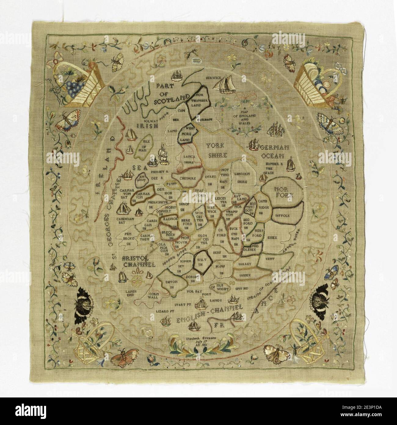 Map Sampler (England), 1801 Stock Photo - Alamy