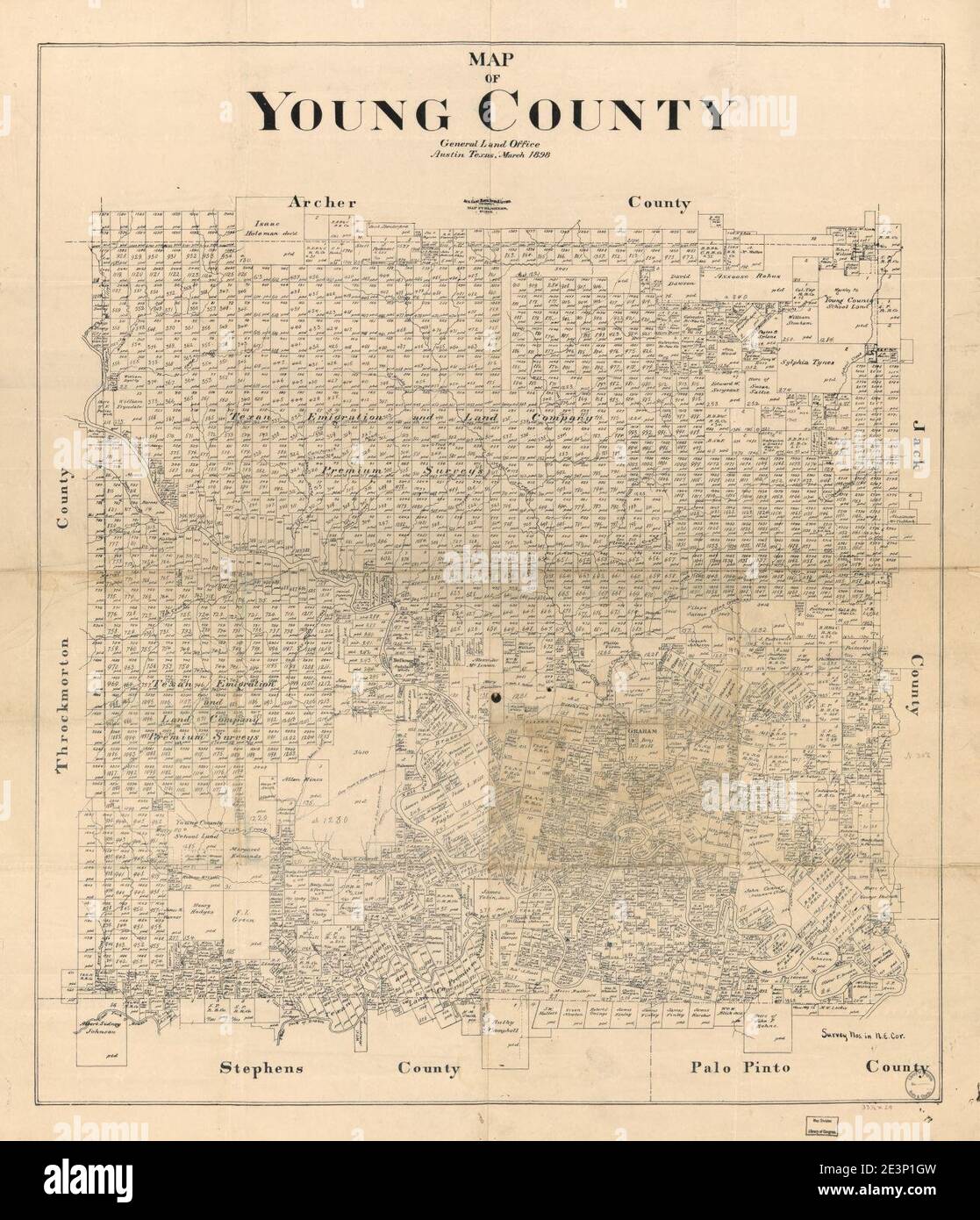 Map of Young County Stock Photo - Alamy