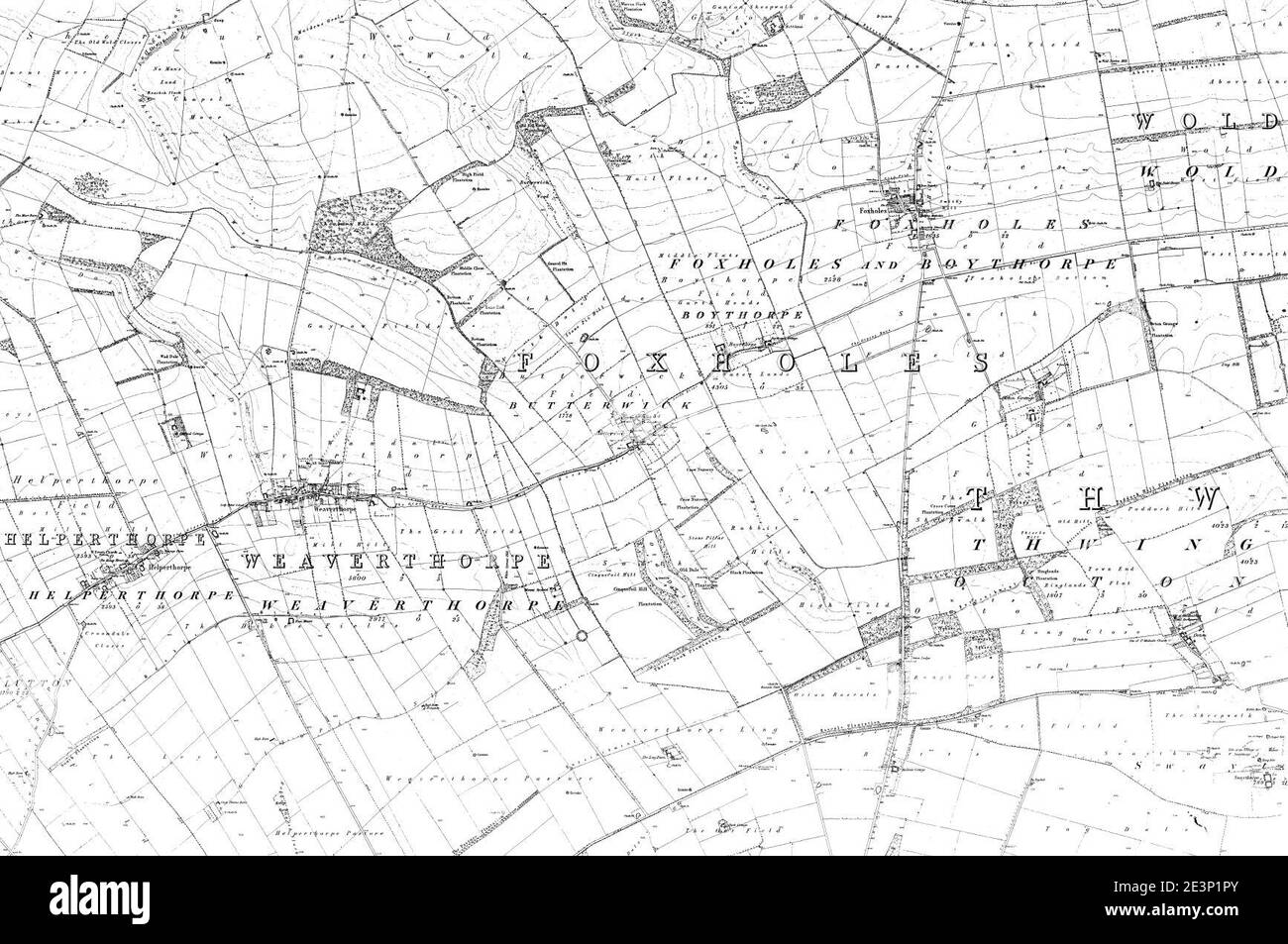 Map of Yorkshire Sheet 126, Ordnance Survey, 1848-1857 Stock Photo - Alamy
