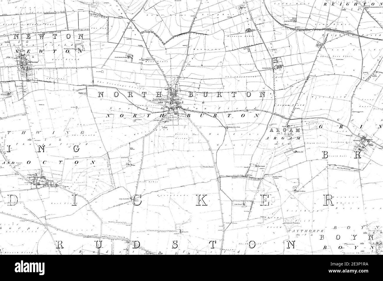 Map of Yorkshire Sheet 127, Ordnance Survey, 1848-1857 Stock Photo - Alamy