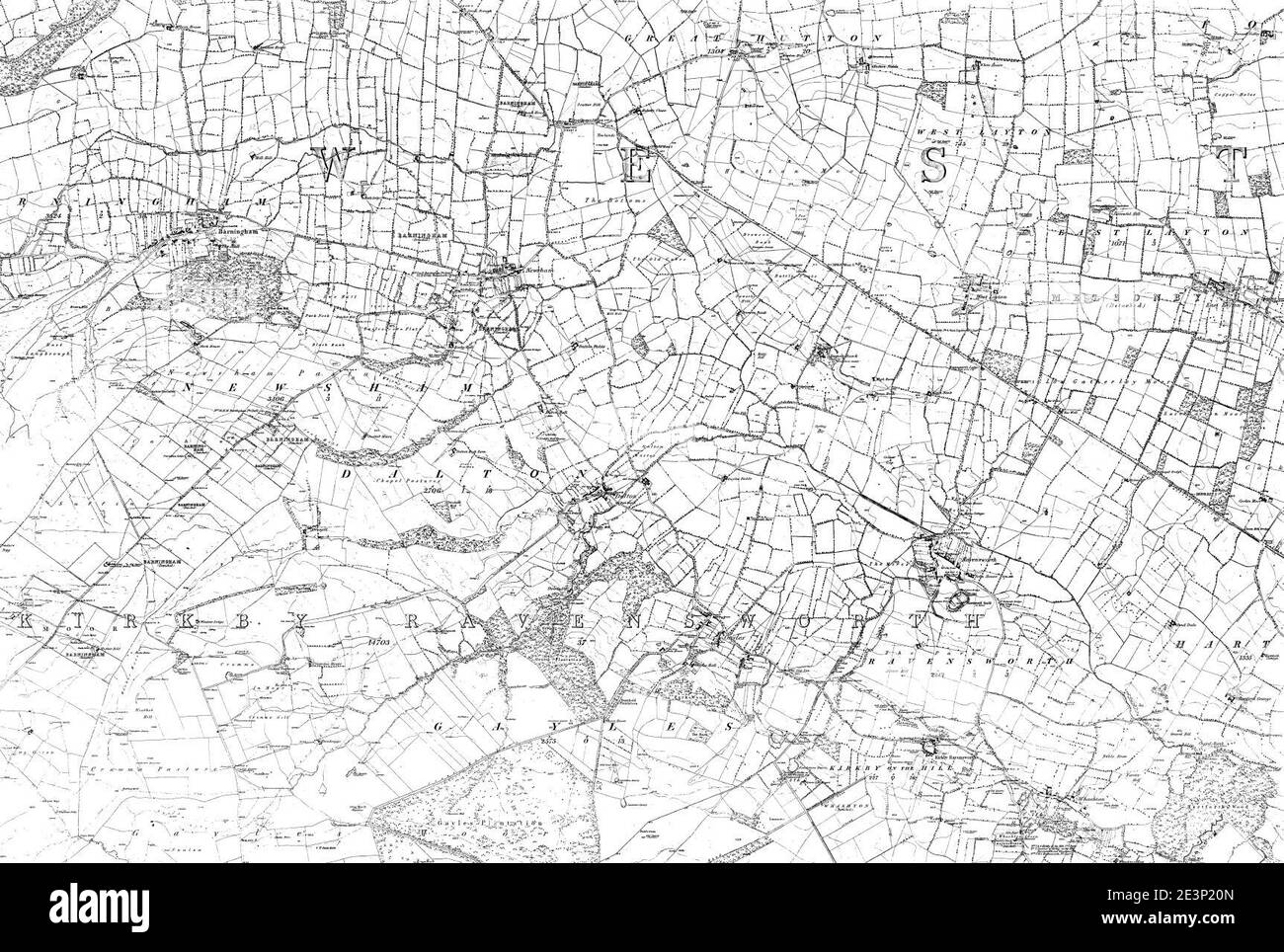 Map of Yorkshire Sheet 024, Ordnance Survey, 1848-1857 Stock Photo - Alamy