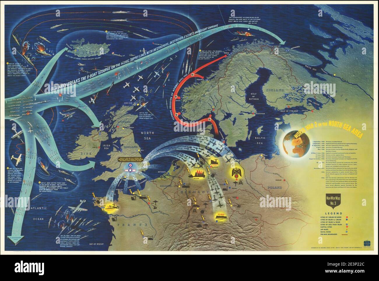 Map of World War II in the North Sea Area Stock Photo - Alamy