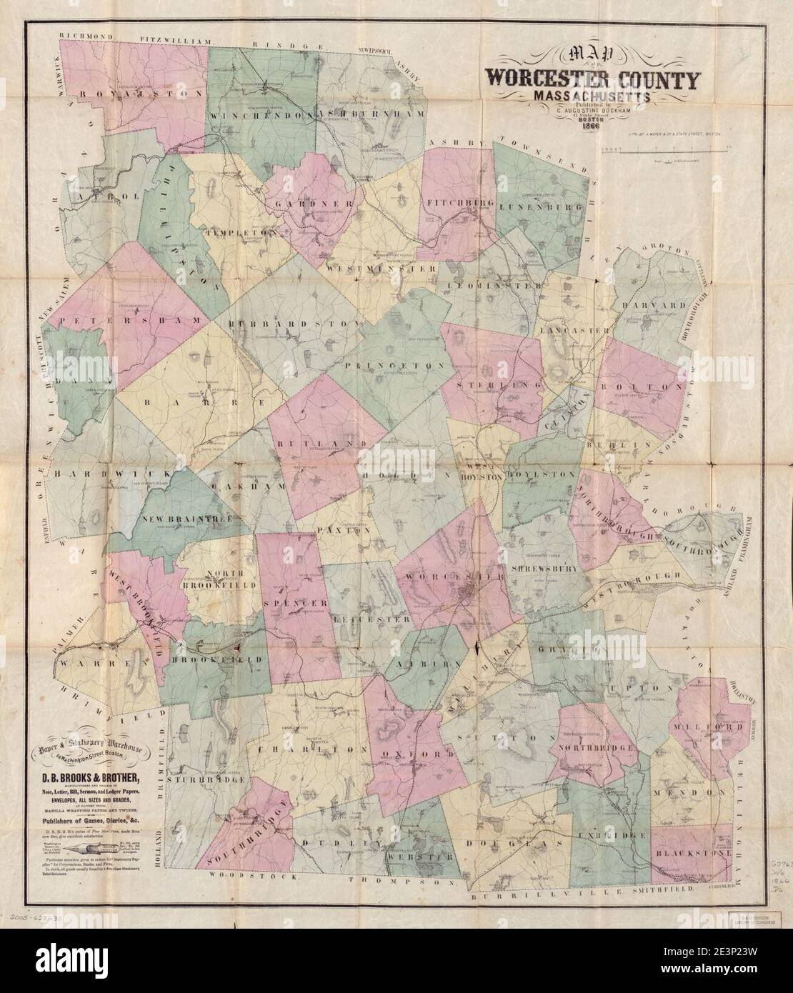 Map of Worcester County, Massachusetts Stock Photo - Alamy