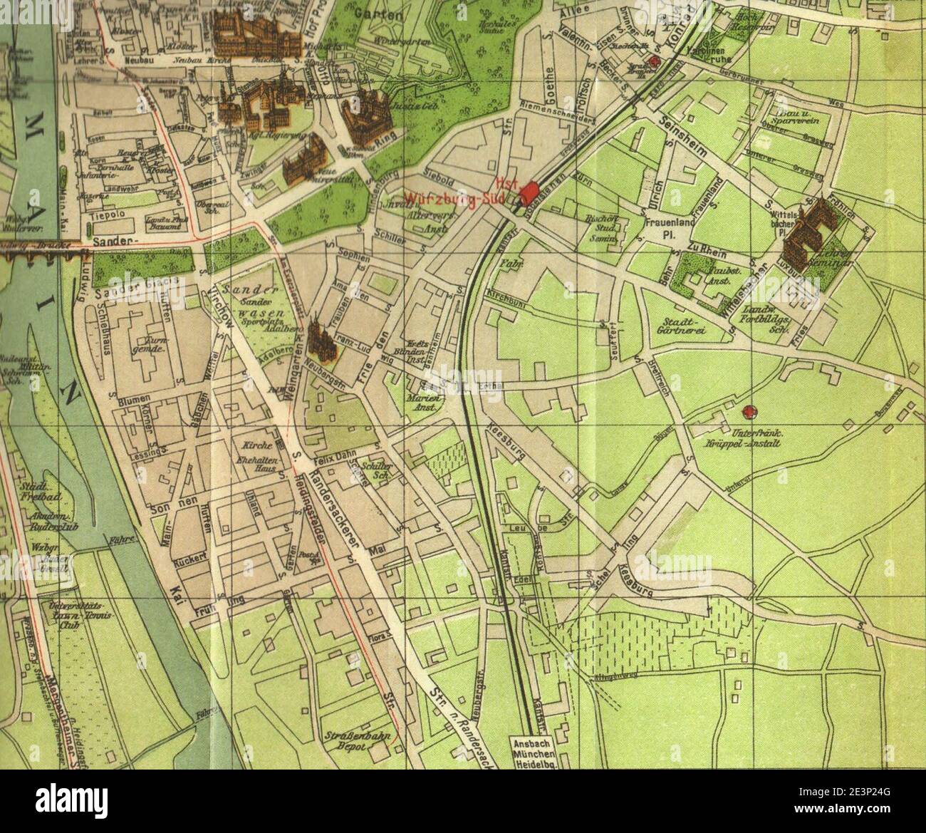 Map of Würzburg-Sanderau 1921 Stock Photo - Alamy