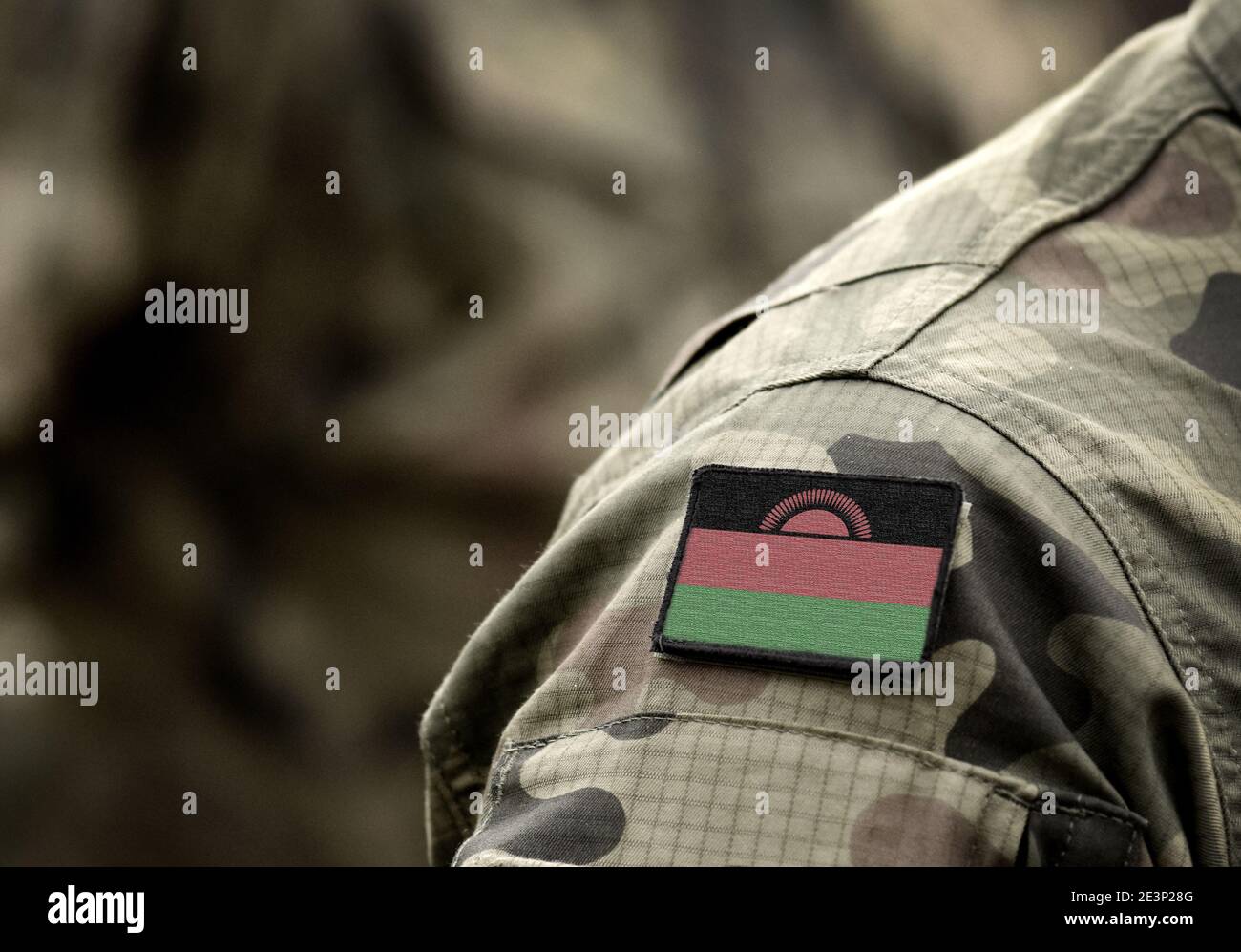 Flag of Malawi on military uniform. Army, troops, soldiers. Collage ...