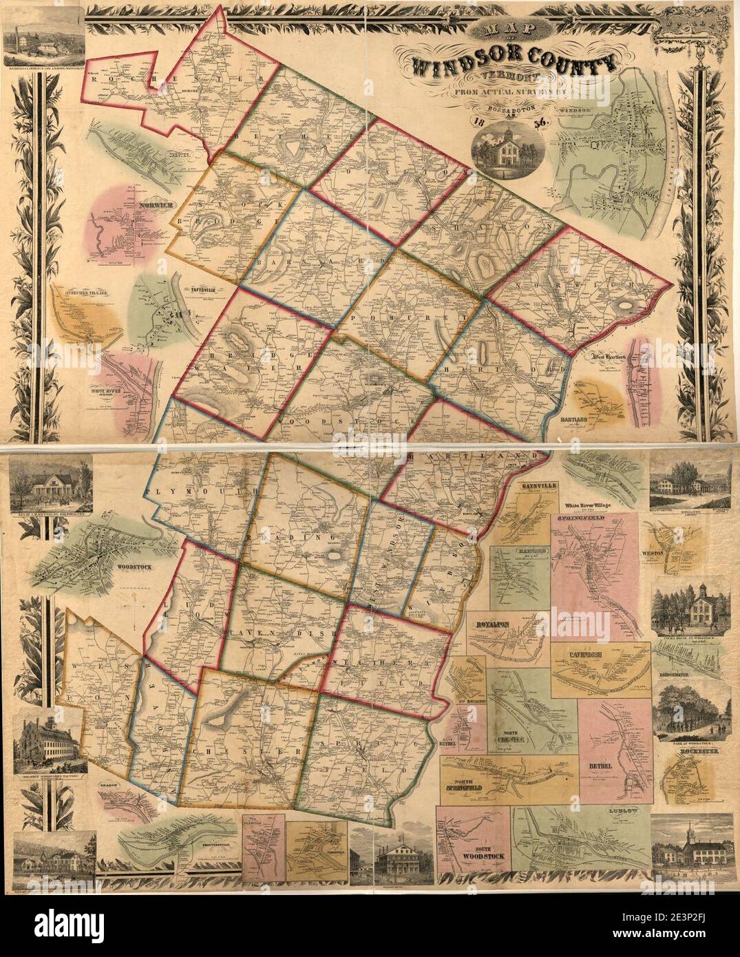 Map of Windsor County, Vermont Stock Photo - Alamy