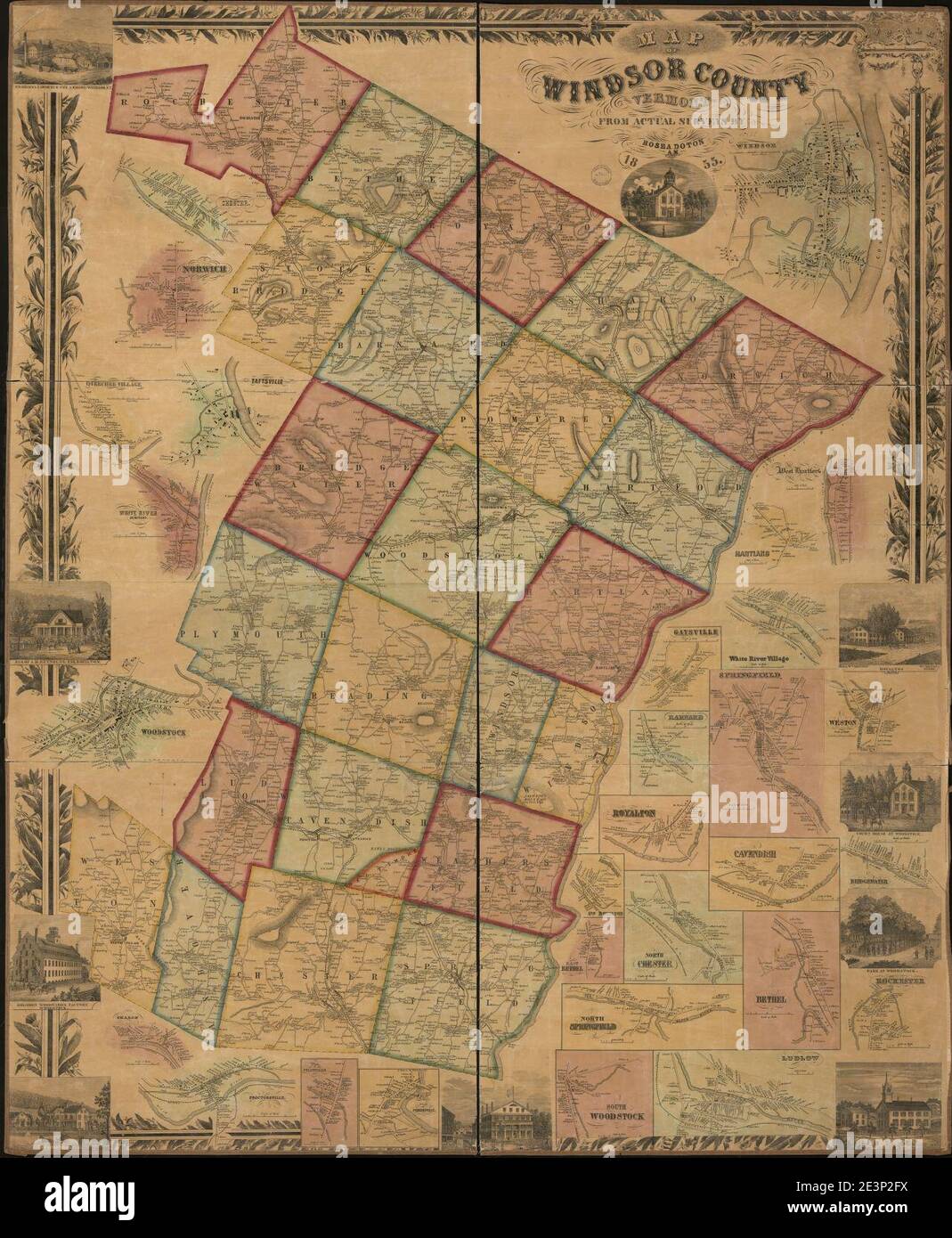 Map of Windsor County, Vermont Stock Photo - Alamy