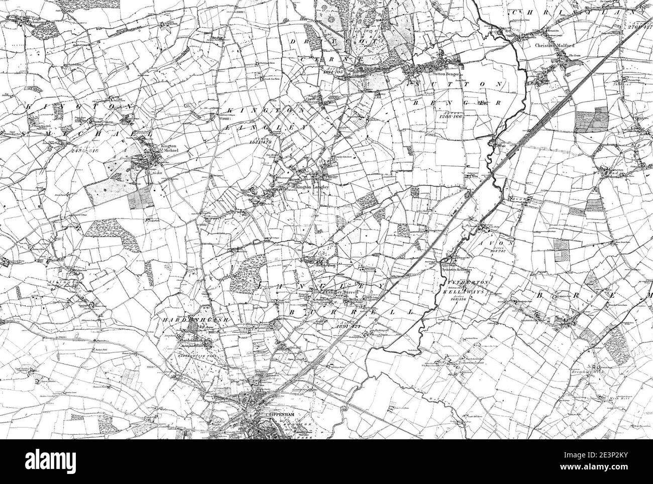 Map of Wiltshire Sheet 020, Ordnance Survey, 1878-1890 Stock Photo - Alamy