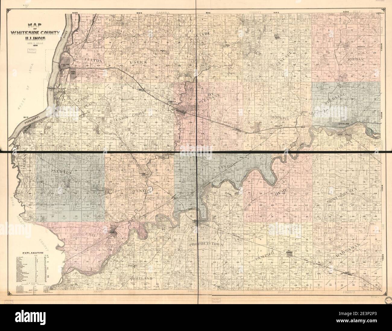 Map of Whiteside County, Illinois Stock Photo - Alamy
