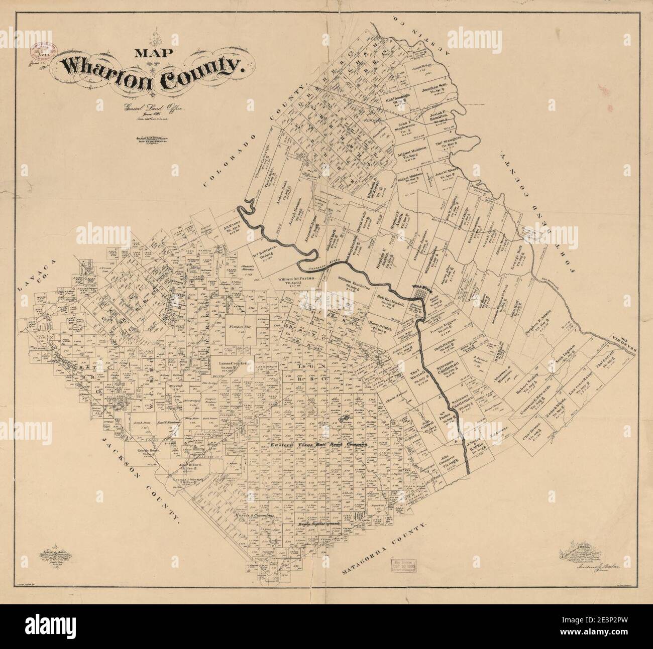 Map of Wharton County Stock Photo - Alamy