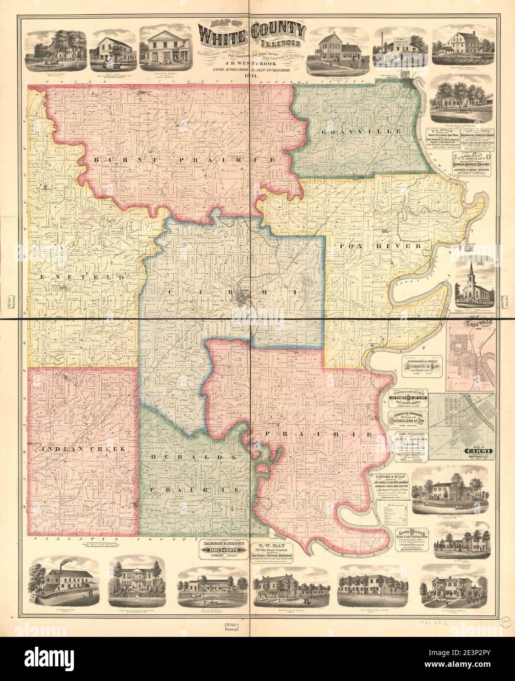 Map of White County, Illinois Stock Photo - Alamy