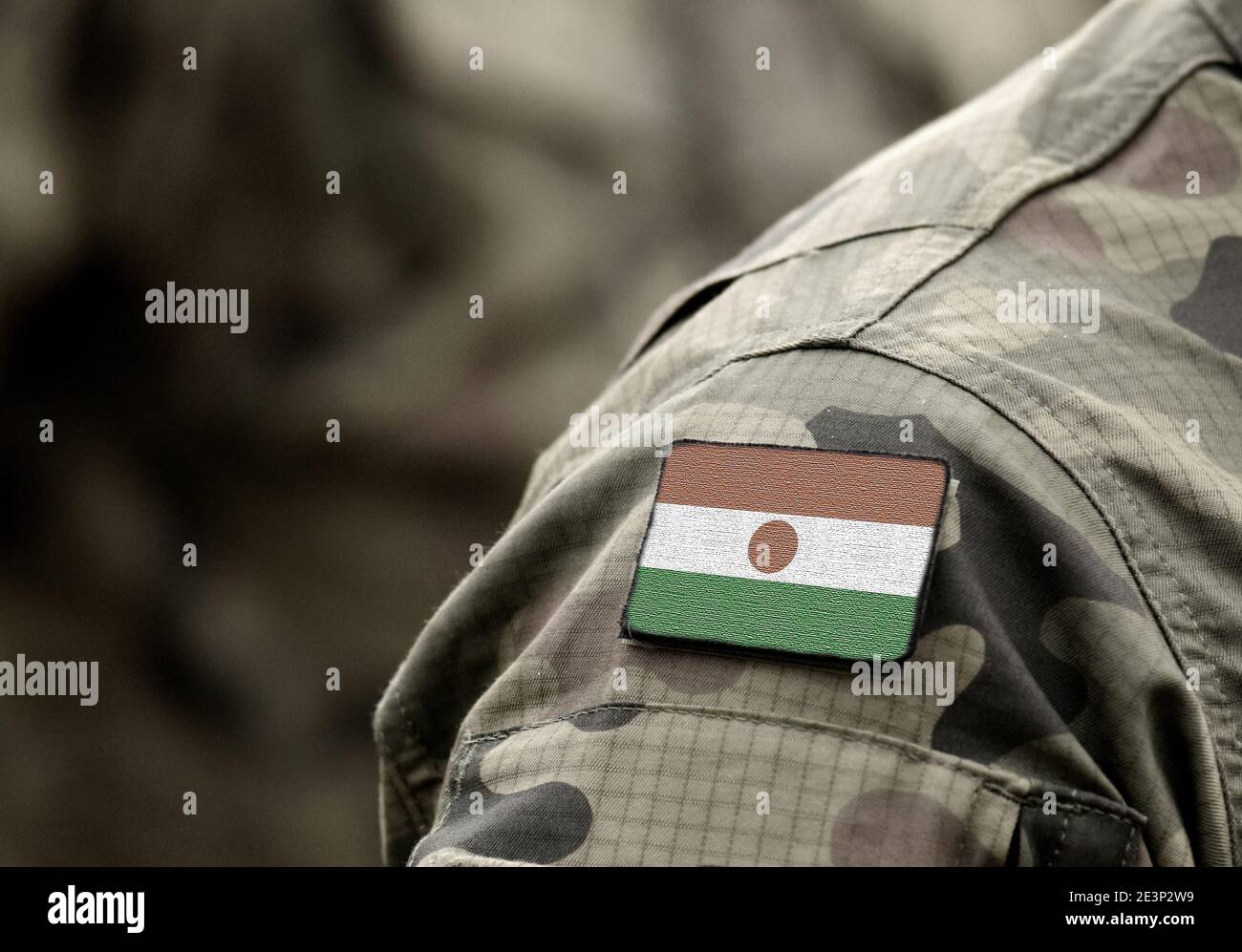 Flag of Niger on military uniforms Army, soldier, Africa. (collage ...