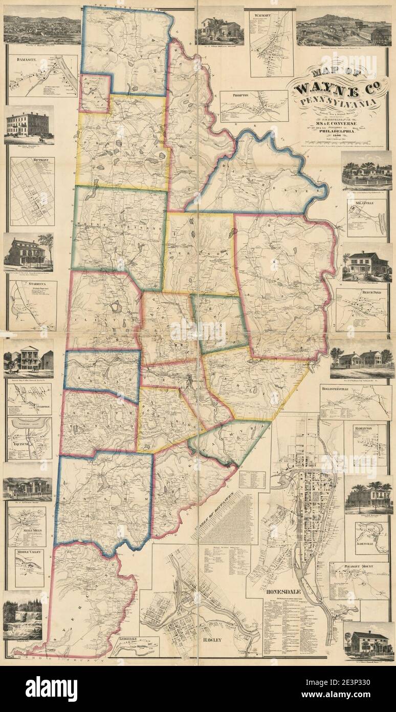 Map of Wayne Co., Pennsylvania Stock Photo - Alamy