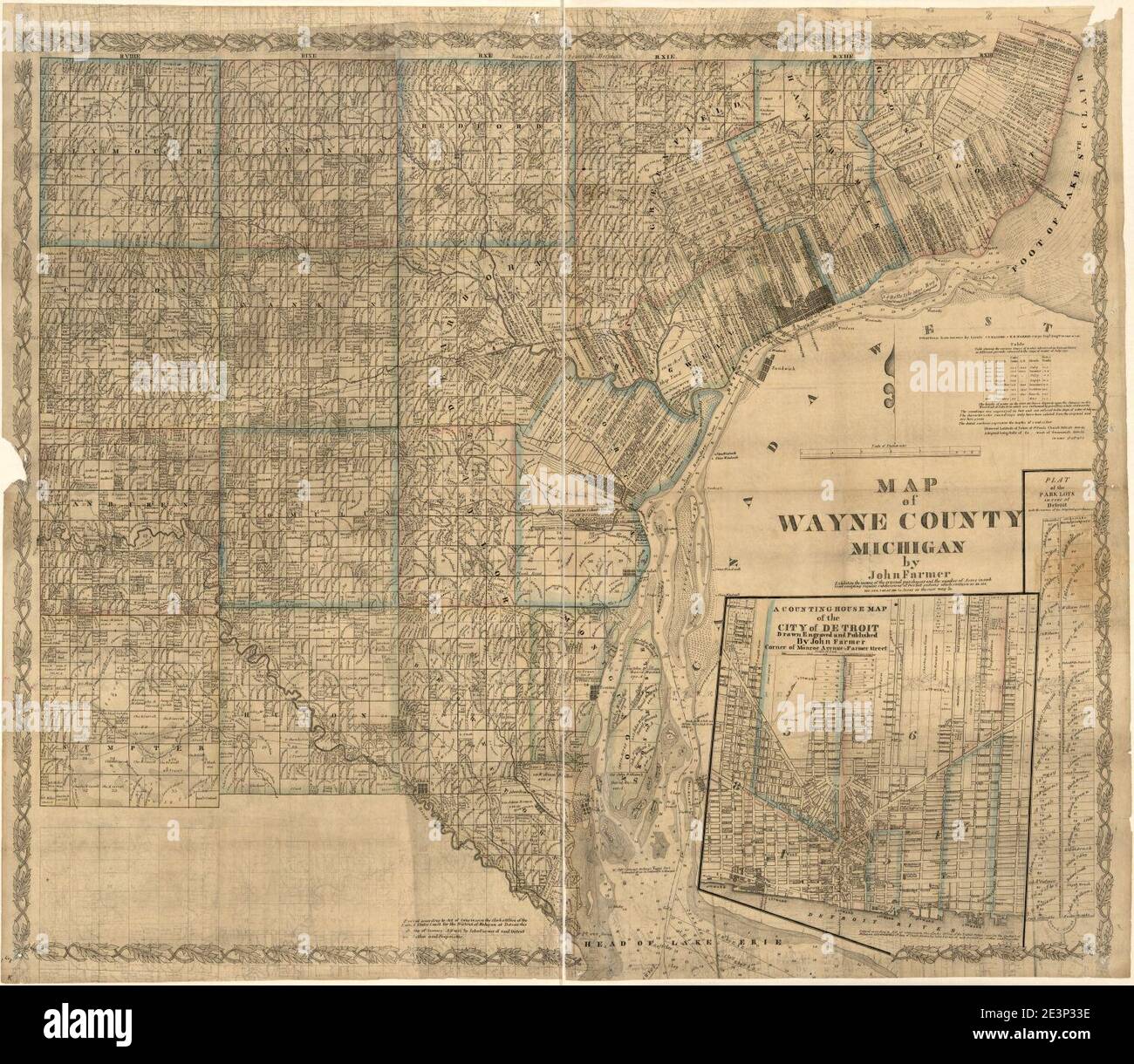 Map of Wayne County, Michigan - exhibiting the names of the original ...
