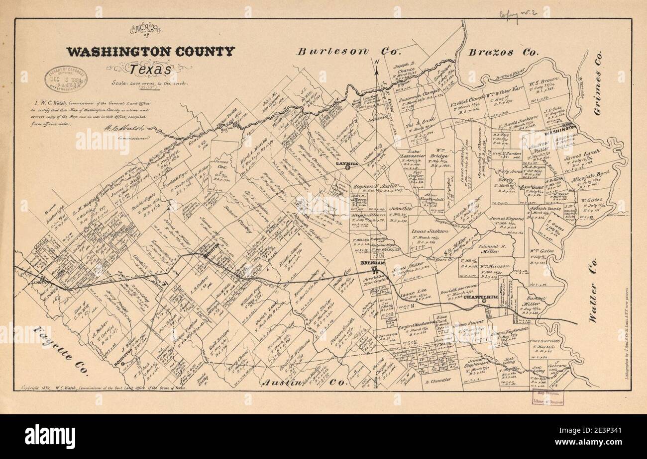 Map of Washington County, Texas Stock Photo - Alamy