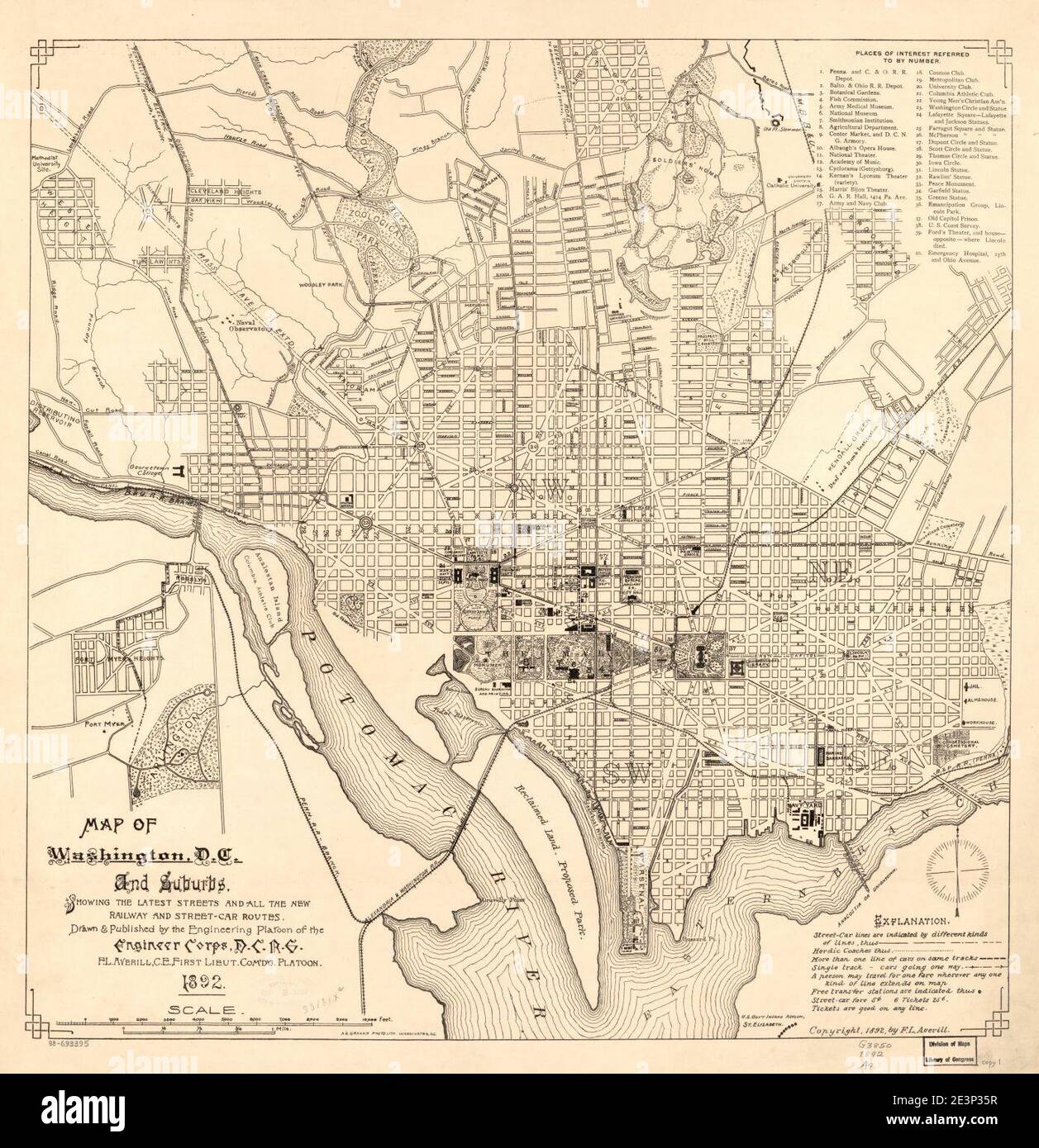 Map of Washington, D.C., and suburbs - showing the latest streets and ...