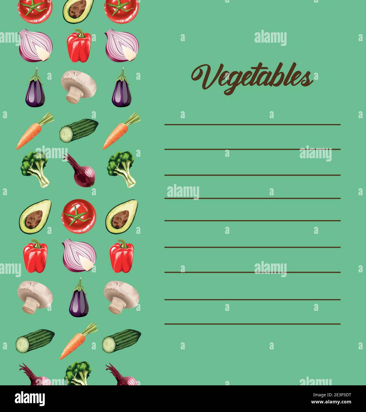 vegetables lettering in paper note with healthy food vector ...