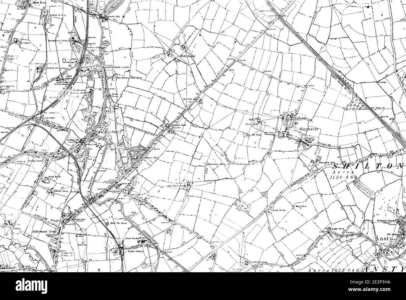 Map of Warwickshire OS Map name 017-SW, Ordnance Survey, 1884-1893 ...