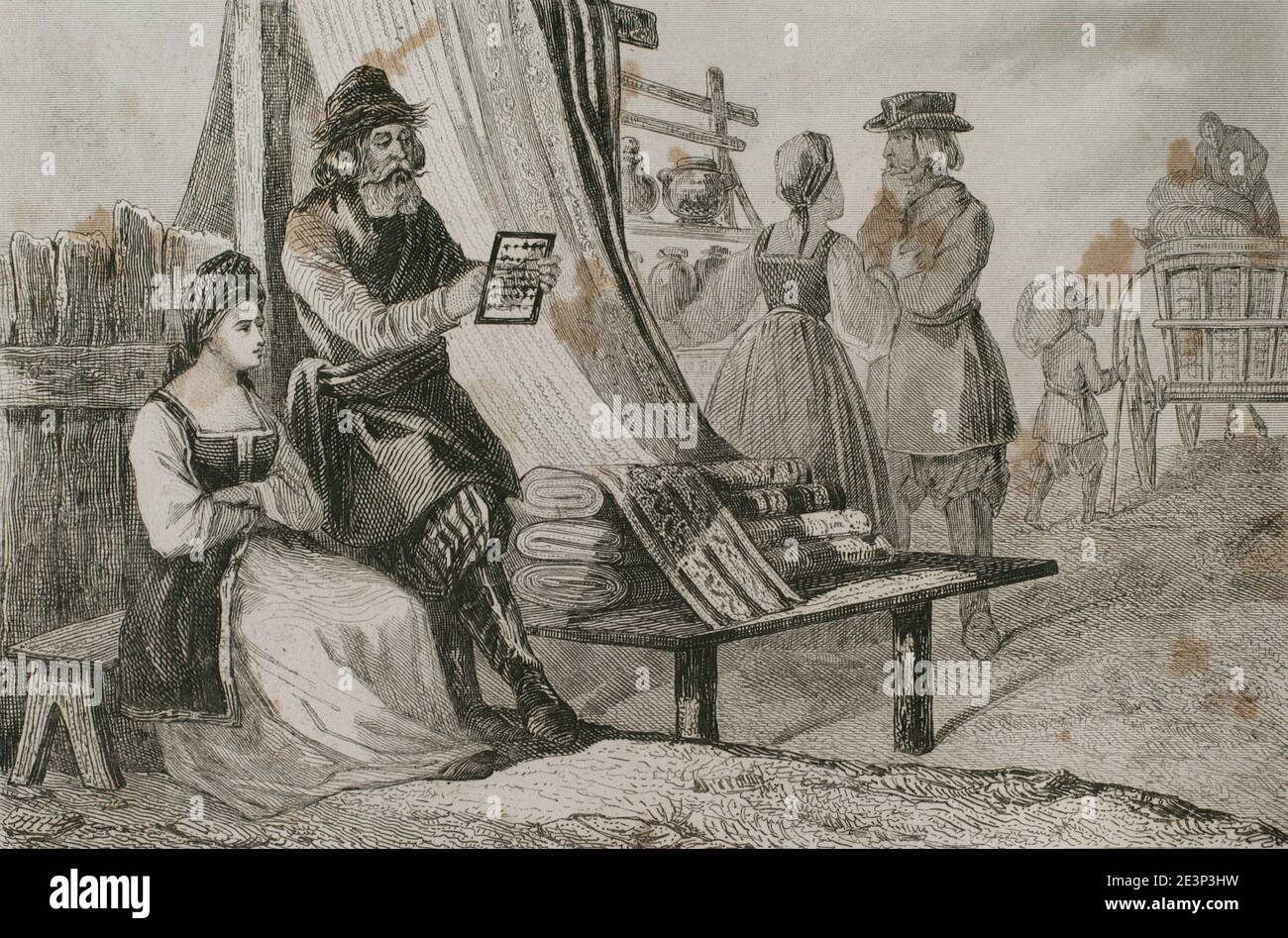 Russian merchant makes calcultaions by means of an abacus (schoty). It ...