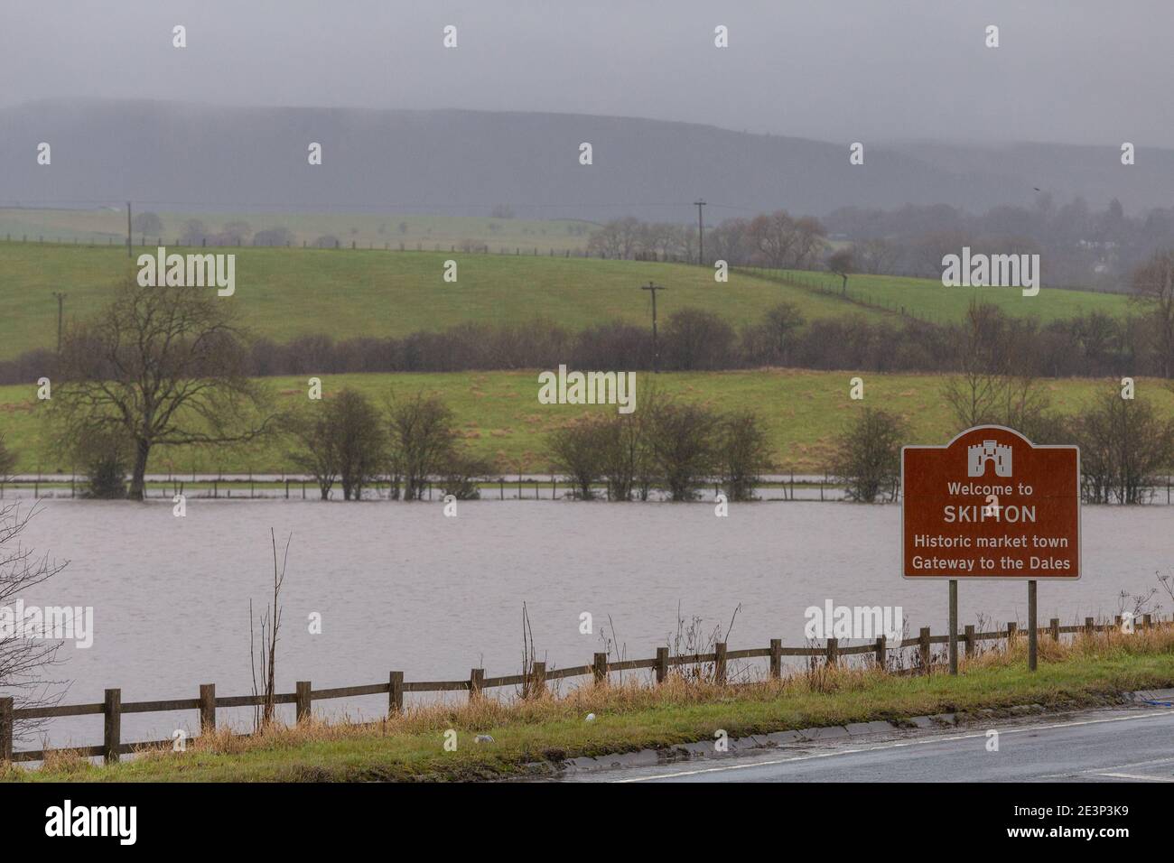 Skipton, North Yorkshire, UK. 20th January 2021. UK Weather. Fields in ...