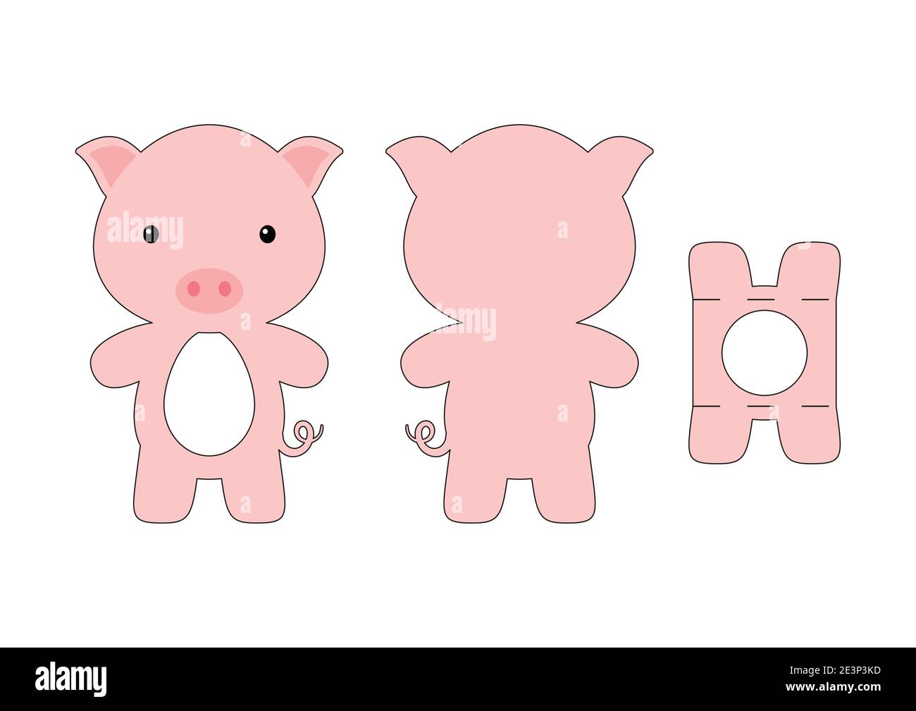 Cute die cut pig chocolate egg holder template. Retail paper box for ...