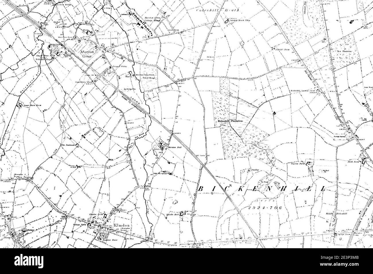 Map of Warwickshire OS Map name 015-SW, Ordnance Survey, 1884-1893 ...