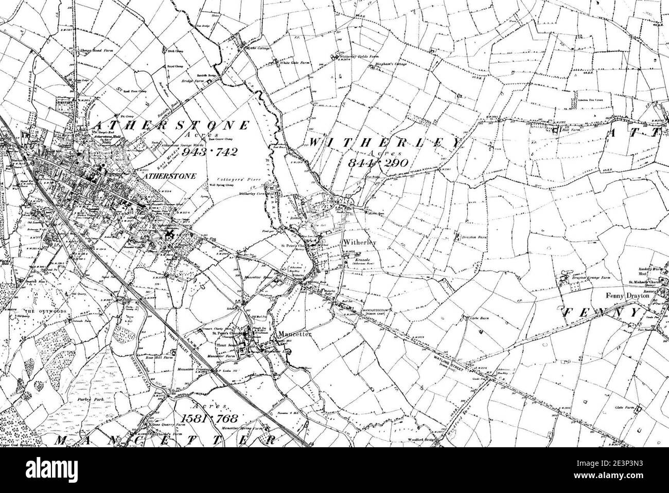 Map of Warwickshire OS Map name 006-SE, Ordnance Survey, 1884-1893 ...