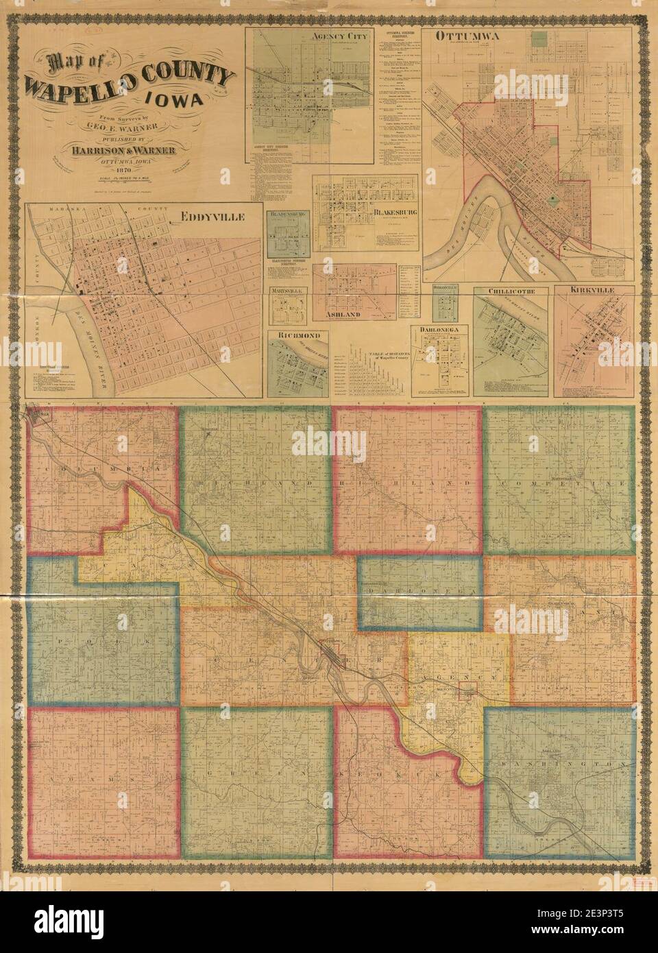 Map of Wapello County, Iowa Stock Photo - Alamy