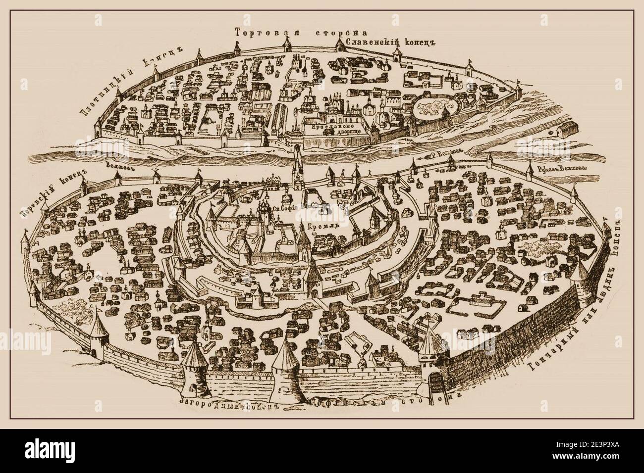 Map of Velikiy Novgorod (reconstruction Stock Photo - Alamy