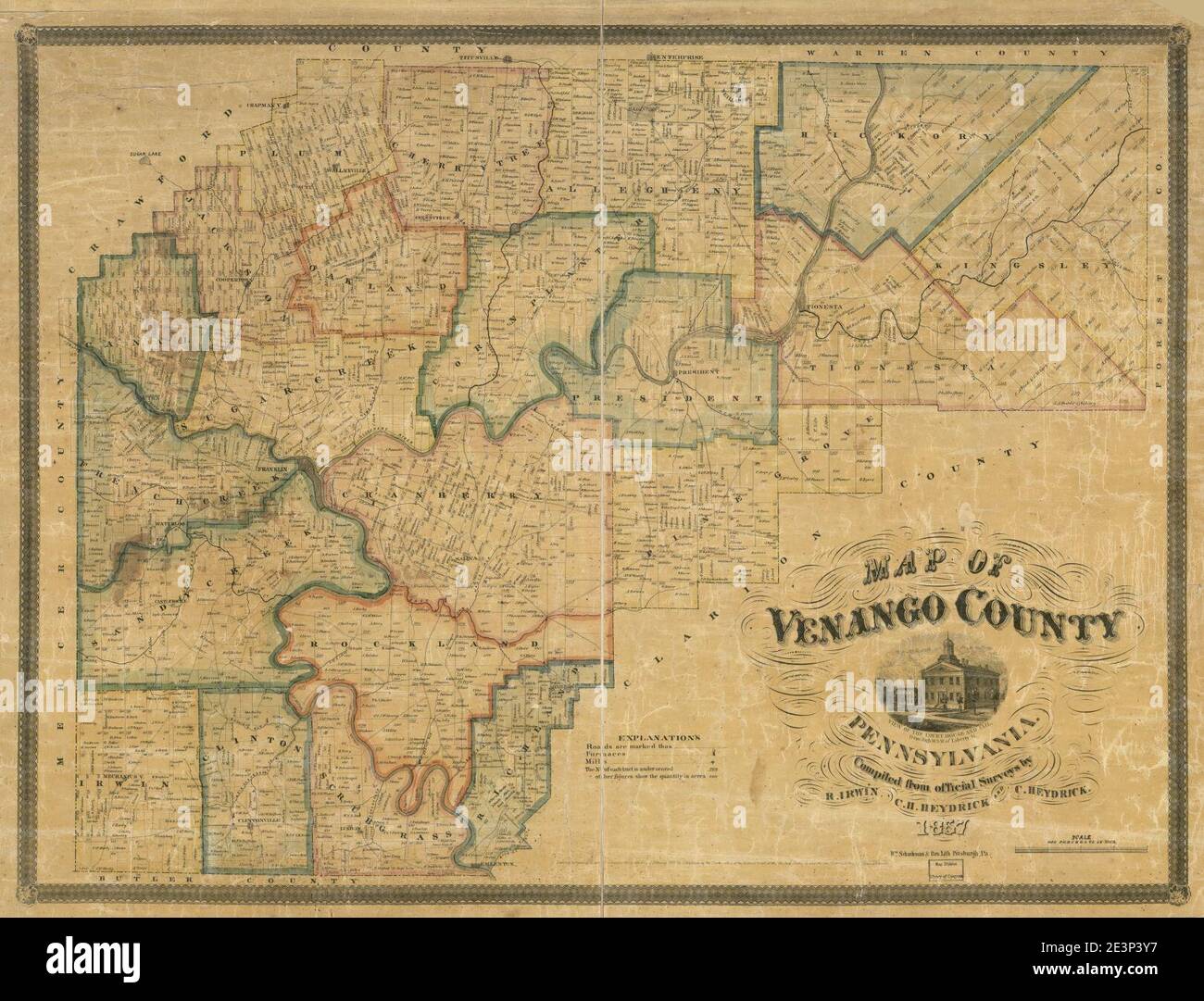 Map of Venango County, Pennsylvania Stock Photo - Alamy