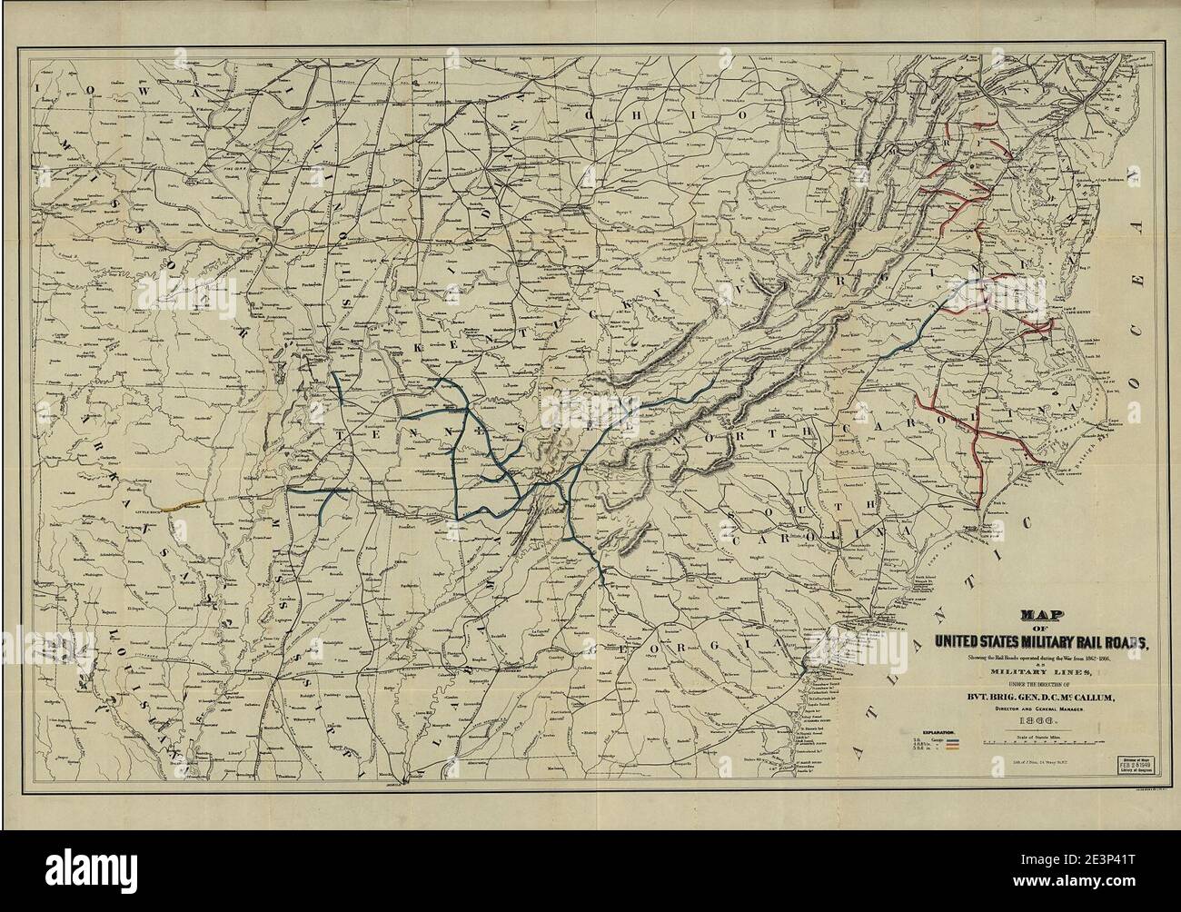 Map of United States military rail roads, showing the rail roads ...