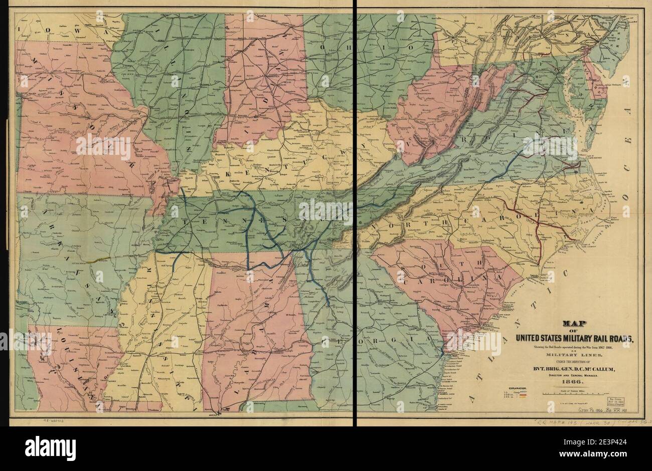 Map of United States military rail roads, showing the rail roads ...