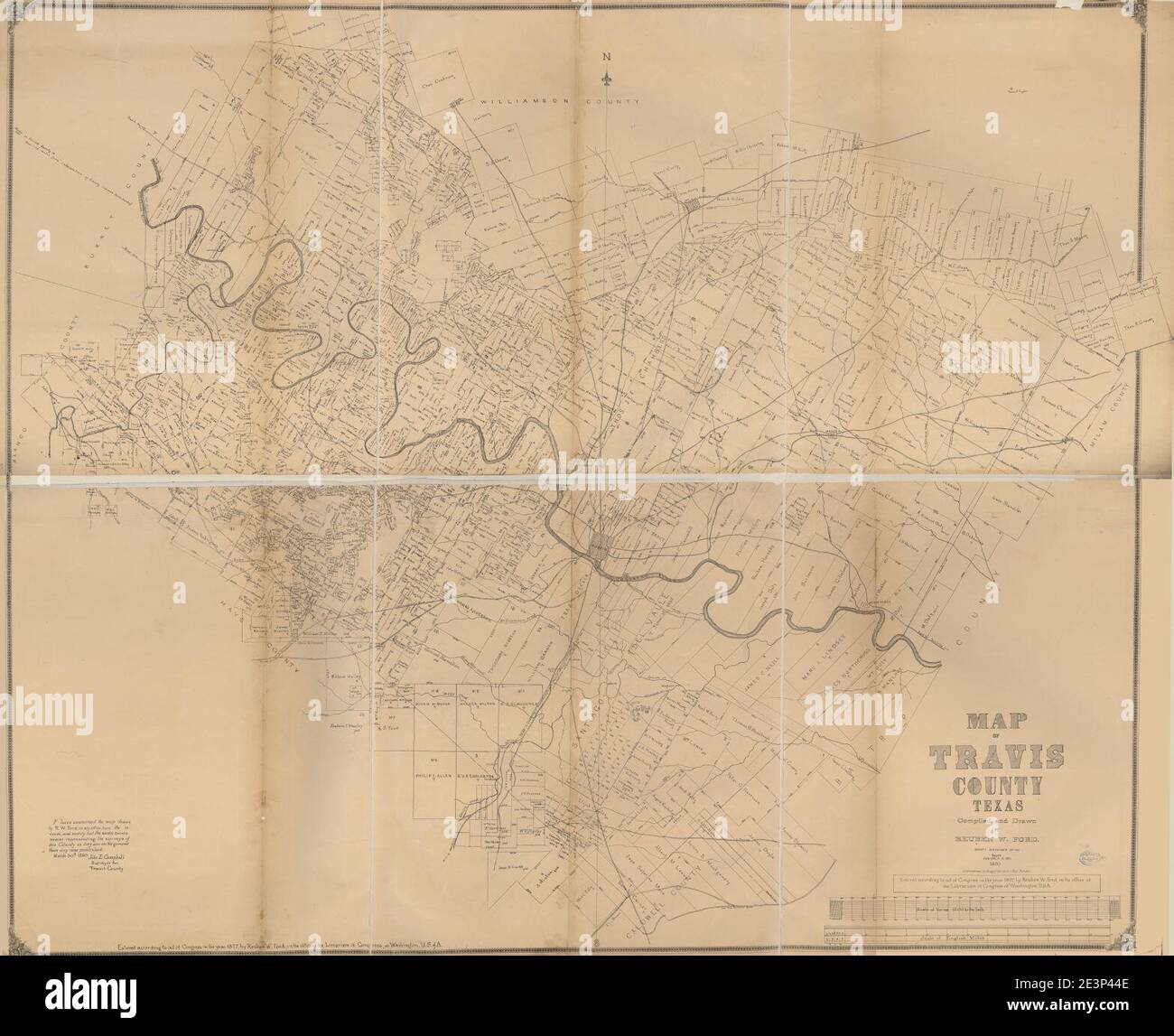 Map of Travis County, Texas Stock Photo - Alamy