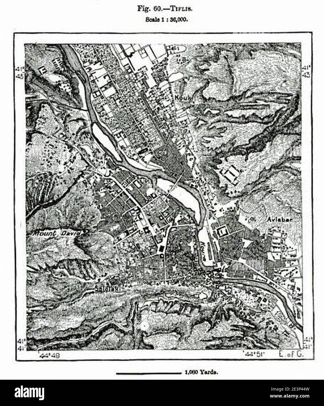 Map of Tiflis (Élisée Reclus Stock Photo - Alamy