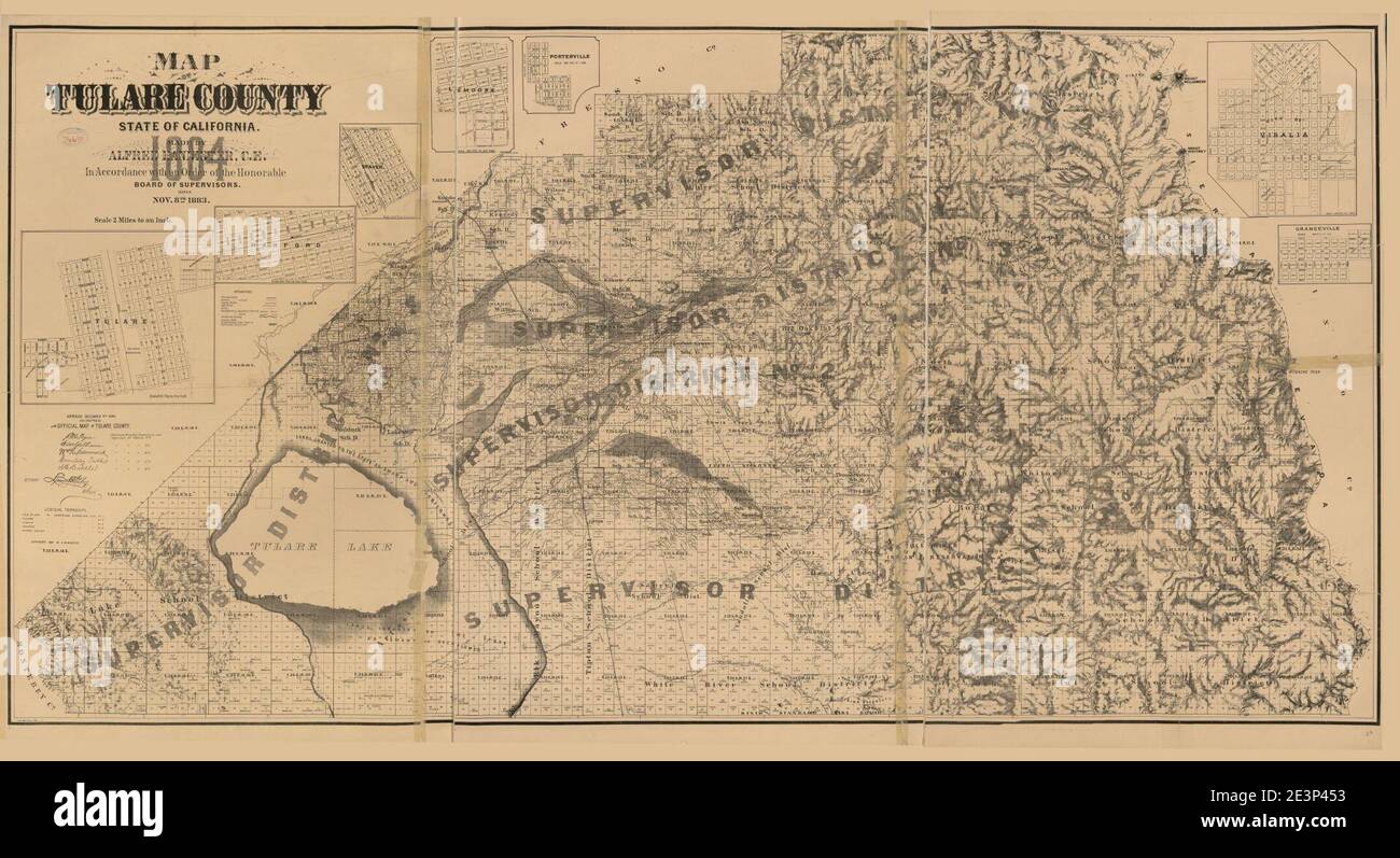 Map of Tulare County, State of California Stock Photo - Alamy