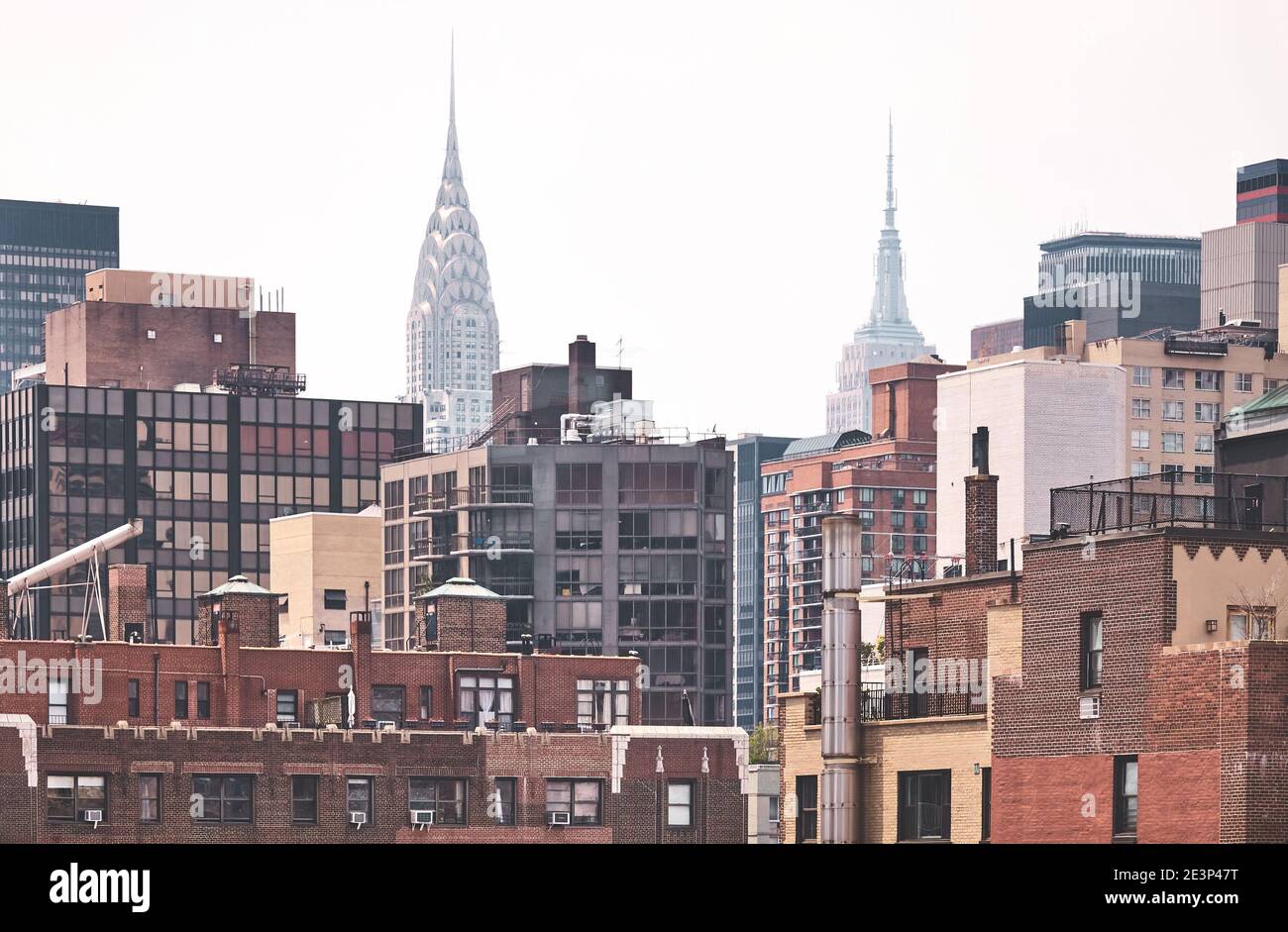 Color toned picture of Manhattan diverse architecture, New York City ...
