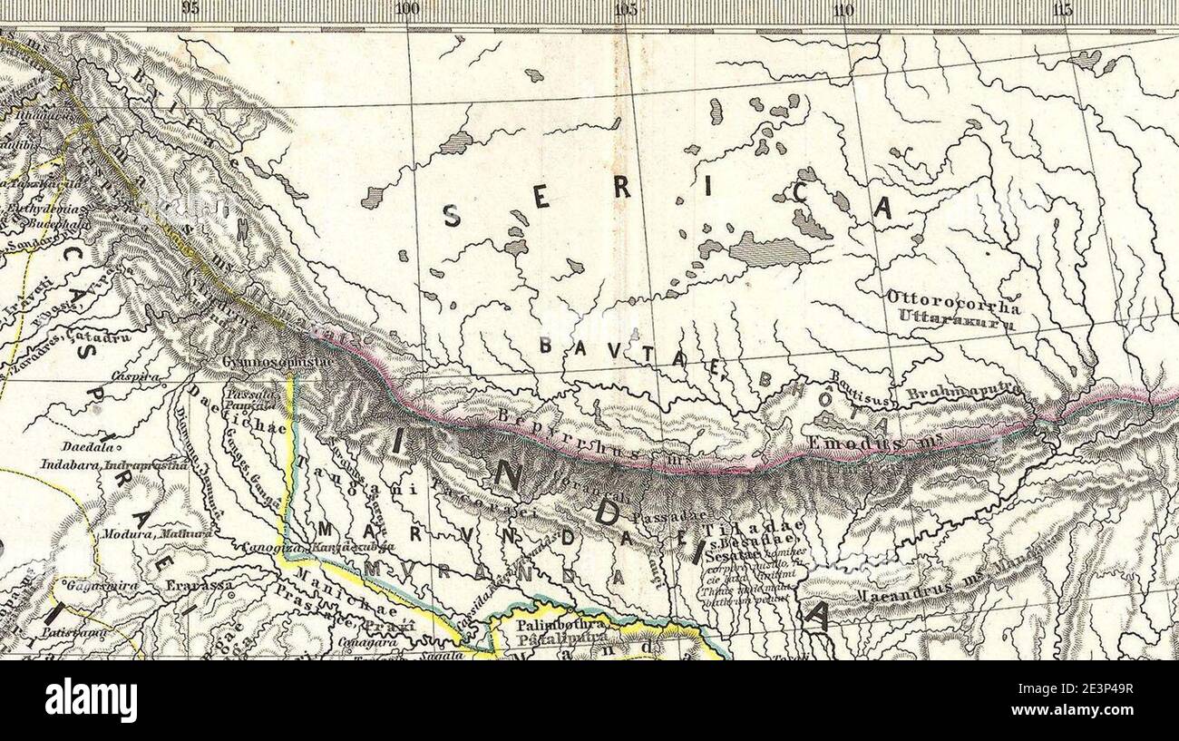 Map of Tibet ''BAUTAE'' ''BHOTA'' in 1865, from- 1865 Spruner Map of ...