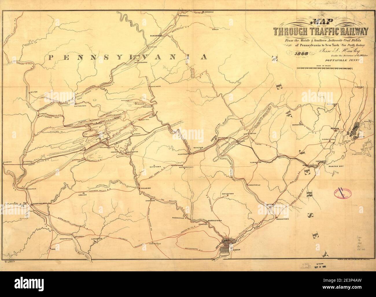 Map of Through Traffic Railway from the middle & southern anthracite ...
