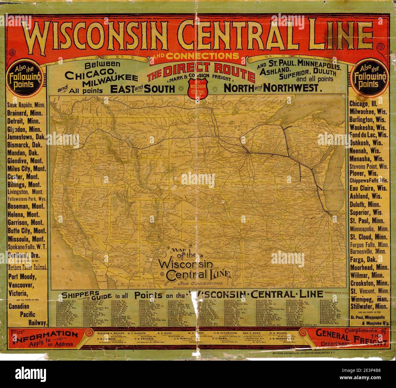 Map of the Wisconsin Central Line and connections Stock Photo - Alamy